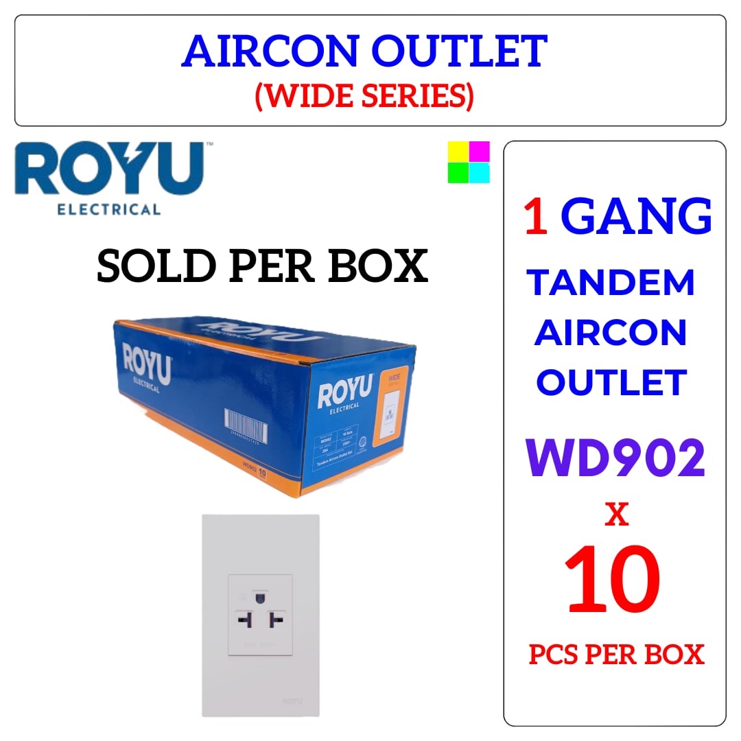 (10 pcs) Royu Wide Series One (1) Gang Tandem Aircon Outlet (WD902 ...