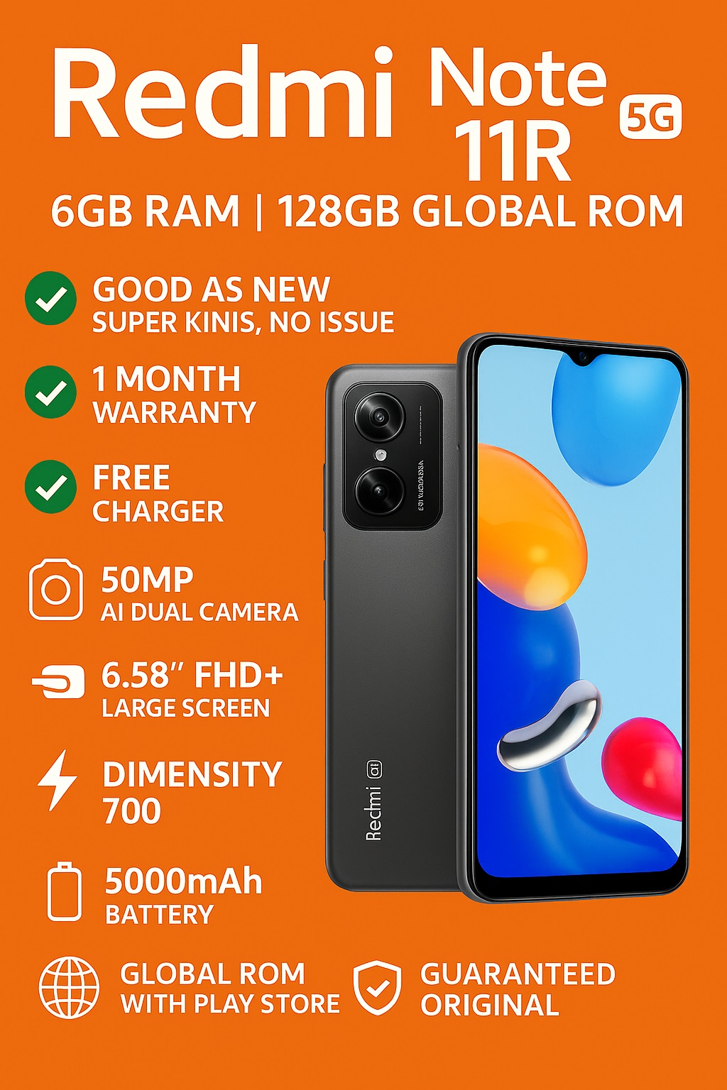 Rdmi Note 11R 5G 6/128GB Global Original | Shopee Philippines