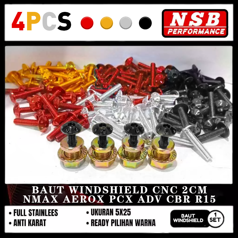 Windshield Visor Bolt 4Pcs Plus Anti-Break Bolt Motorcycle Visor Screw ...