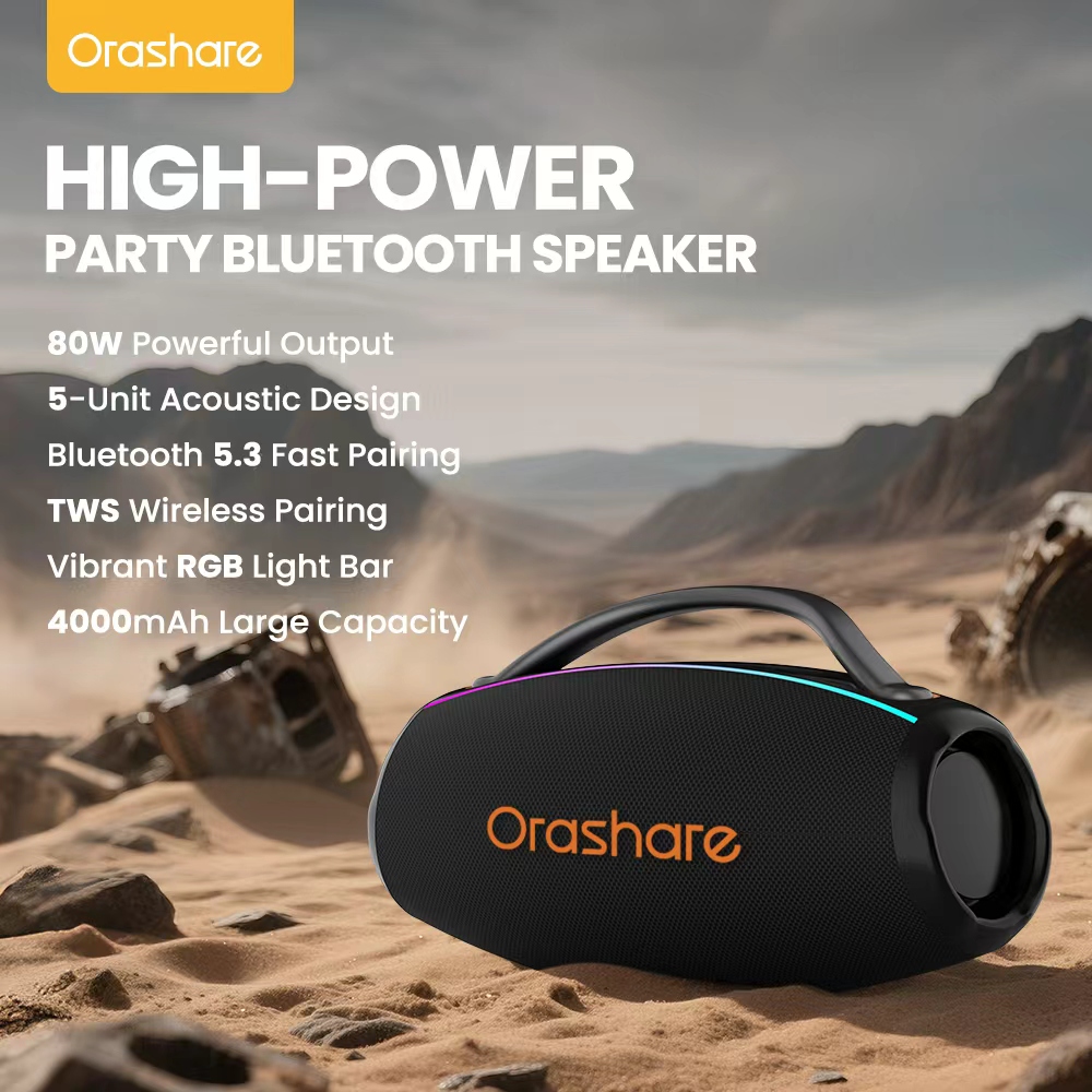 Orashare BS25 80W Powerful Sound Party Speaker with RGB Bluetooth 5.3 ...