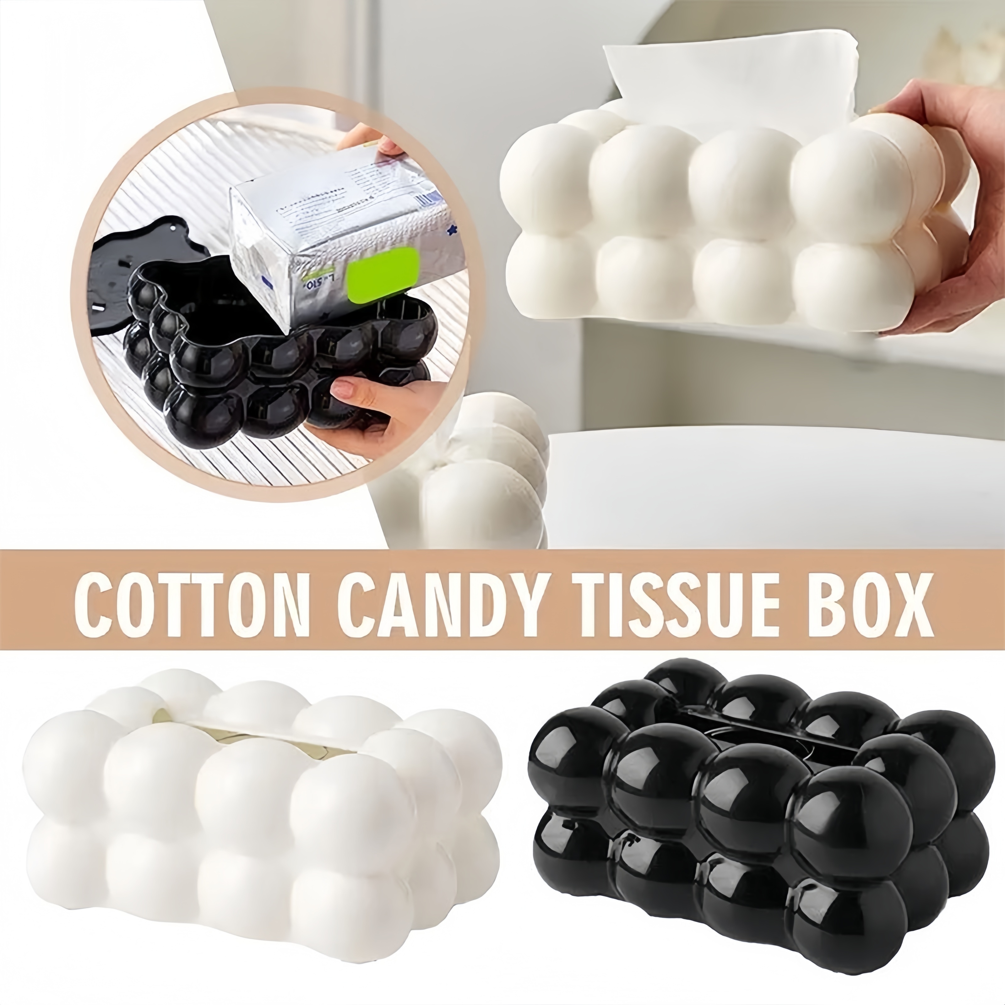 SHINY Cloud Shape Tissue Box with Spring Base and Wide Mouth Living ...
