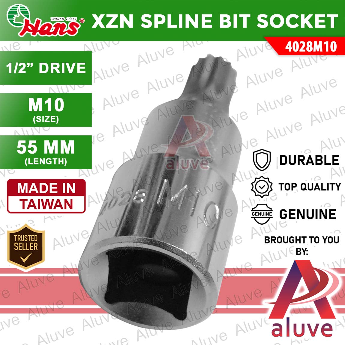 Hans 1/2" Drive XZN 12 Points Spline Bit Socket 55mm long M10 | Shopee ...