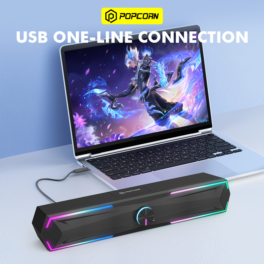 Popcorn CS012ARGB Bluetooth Speaker With Mic RGB LED Surround Gaming ...