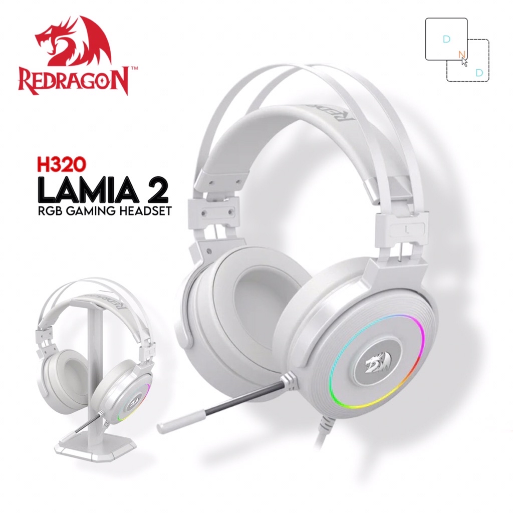 Redragon LAMIA 2 RGB Gaming Headset w/Stand, 7.1 Surround Sound, Noise Cancelling Microphone ...
