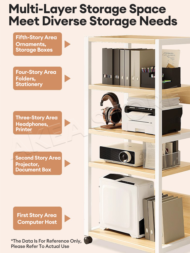 【Thickening】Printer Shelving With Wheels Office Organizer Shelves ...