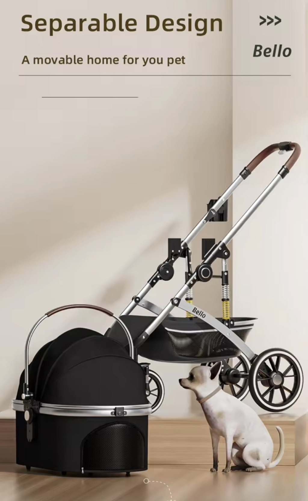 ORIGINAL BELLO LUXURY DETACHABLE PET STROLLER (ALUMINUM ALLOY) | Shopee ...