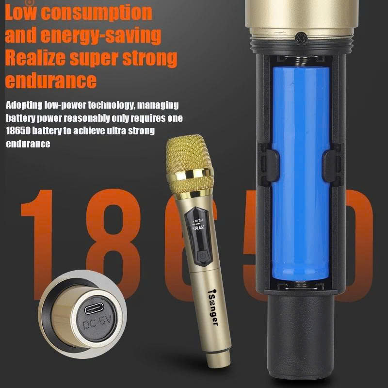 Professional Wireless Microphone UHF Handheld Rechargeable Dynamic Mic ...