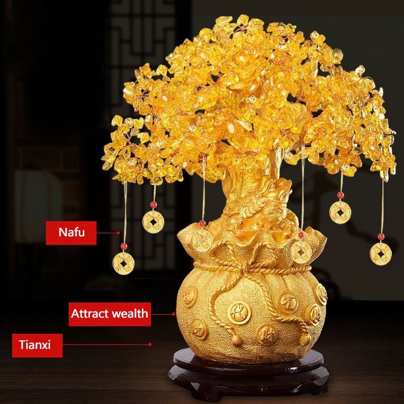 Money Tree Crystal Lucky Tree Money Bag Tree Bonsai Wealth Home ...