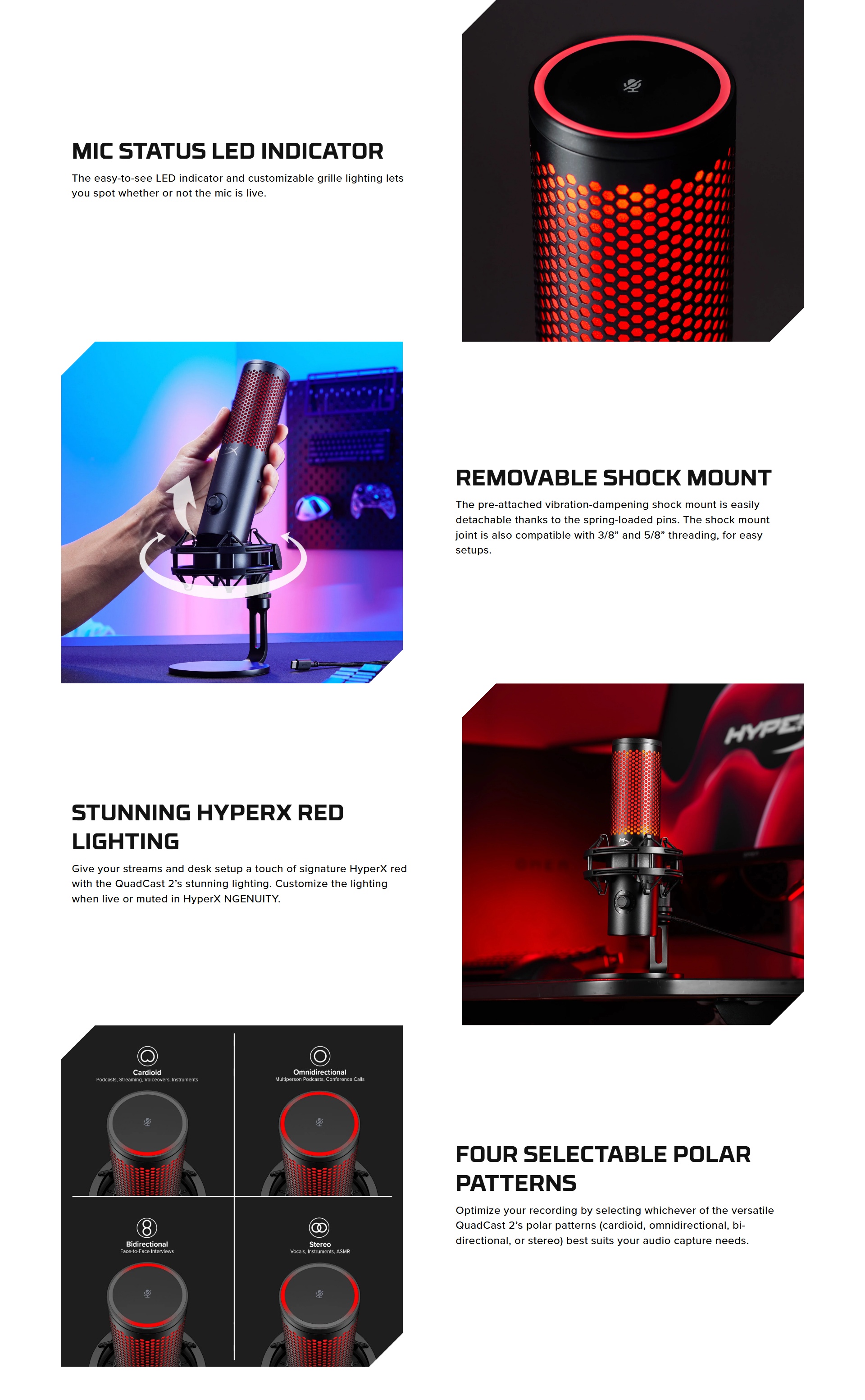HyperX QuadCast 2 Hi-Res Studio-Quality Recording USB Gaming Microphone ...