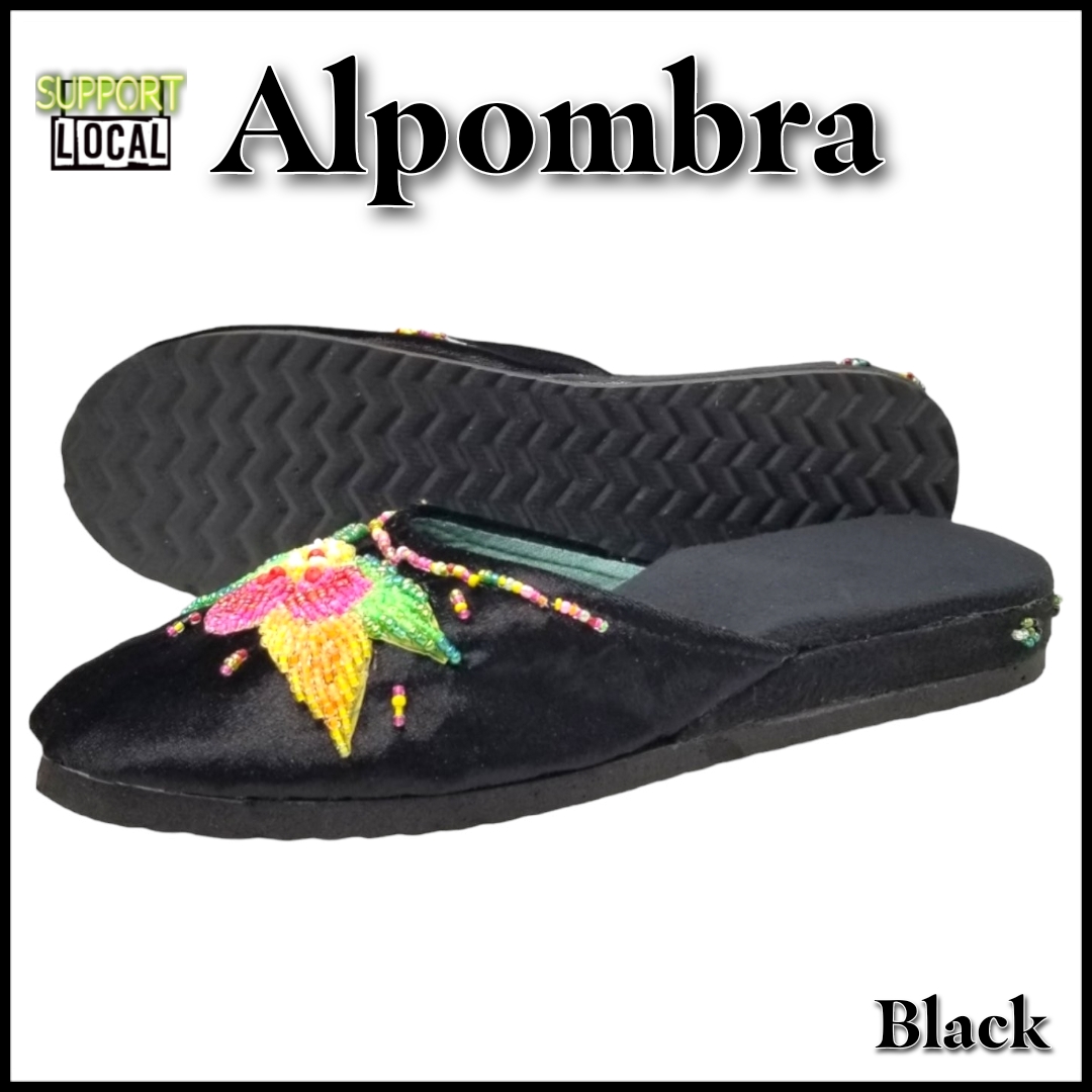 Alpombra Ladies 'Close-Toe' lightweight velvet beaded indoor/outdoor ...