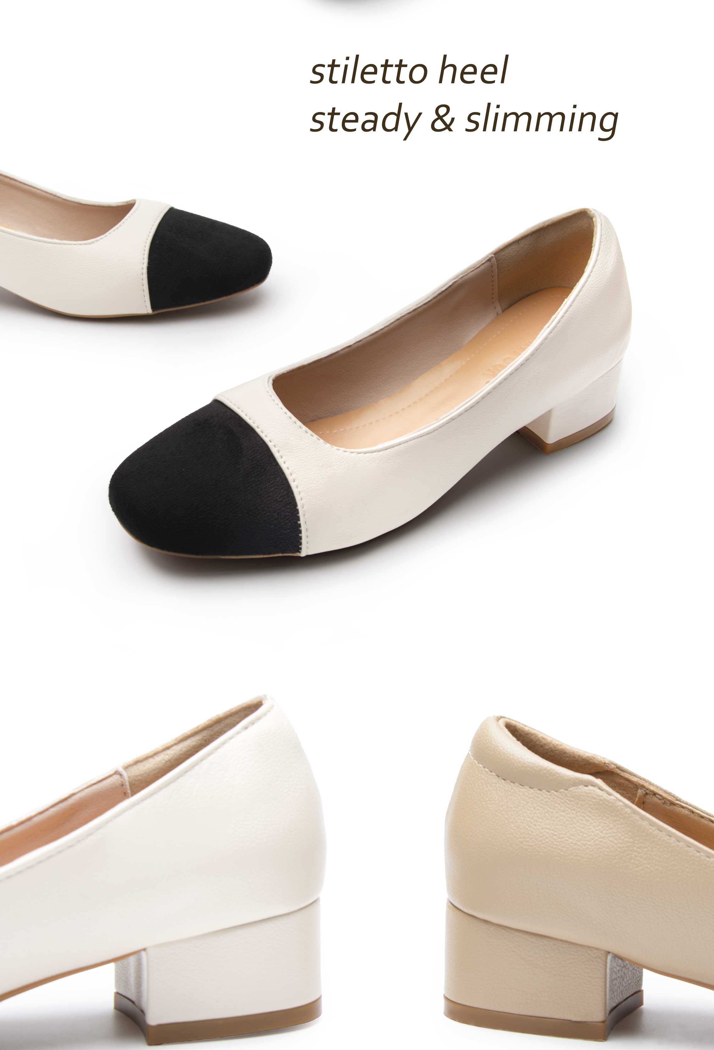 VONICA Beige Doll Shoes for Women Fashion Office Block Heels | Shopee ...