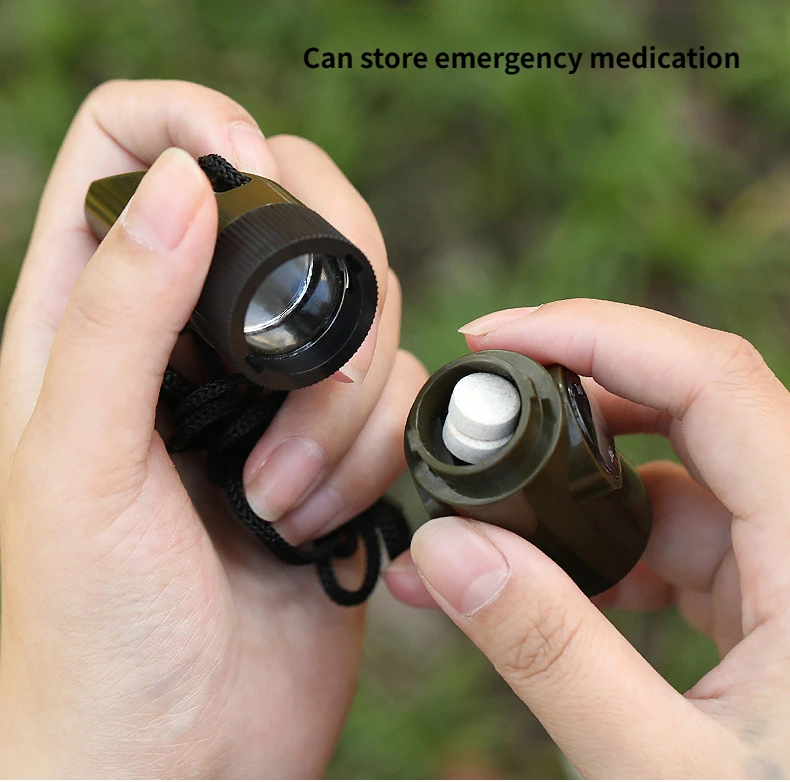 7-in-1 Survival Whistle with Compass Thermometer Emergency Survival ...
