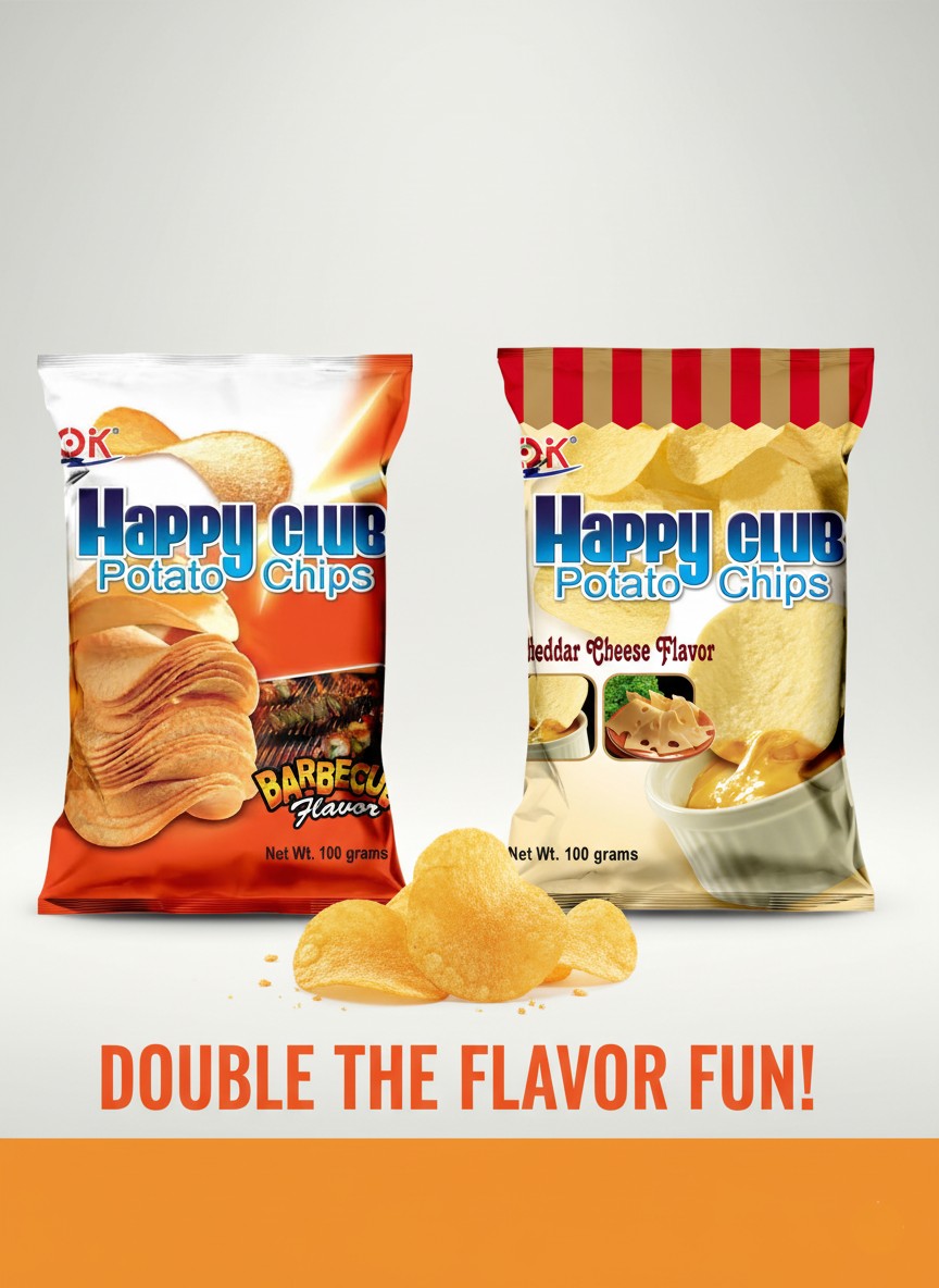 OK Snacks Happy Club Potato Chips Cheese BBQ Flavour 100g Delicious ...