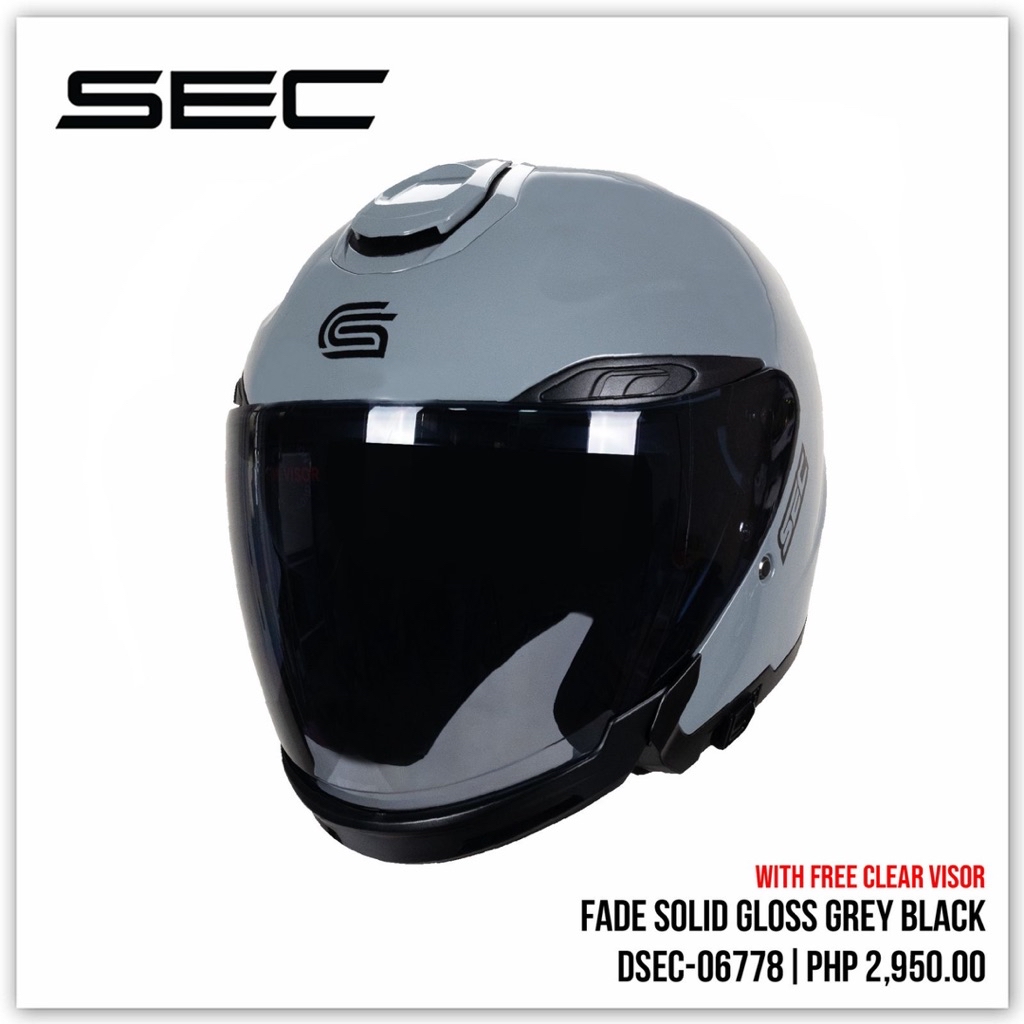 sec fade half face dual visor helmet original sec brand WITH FREE EXTRA ...
