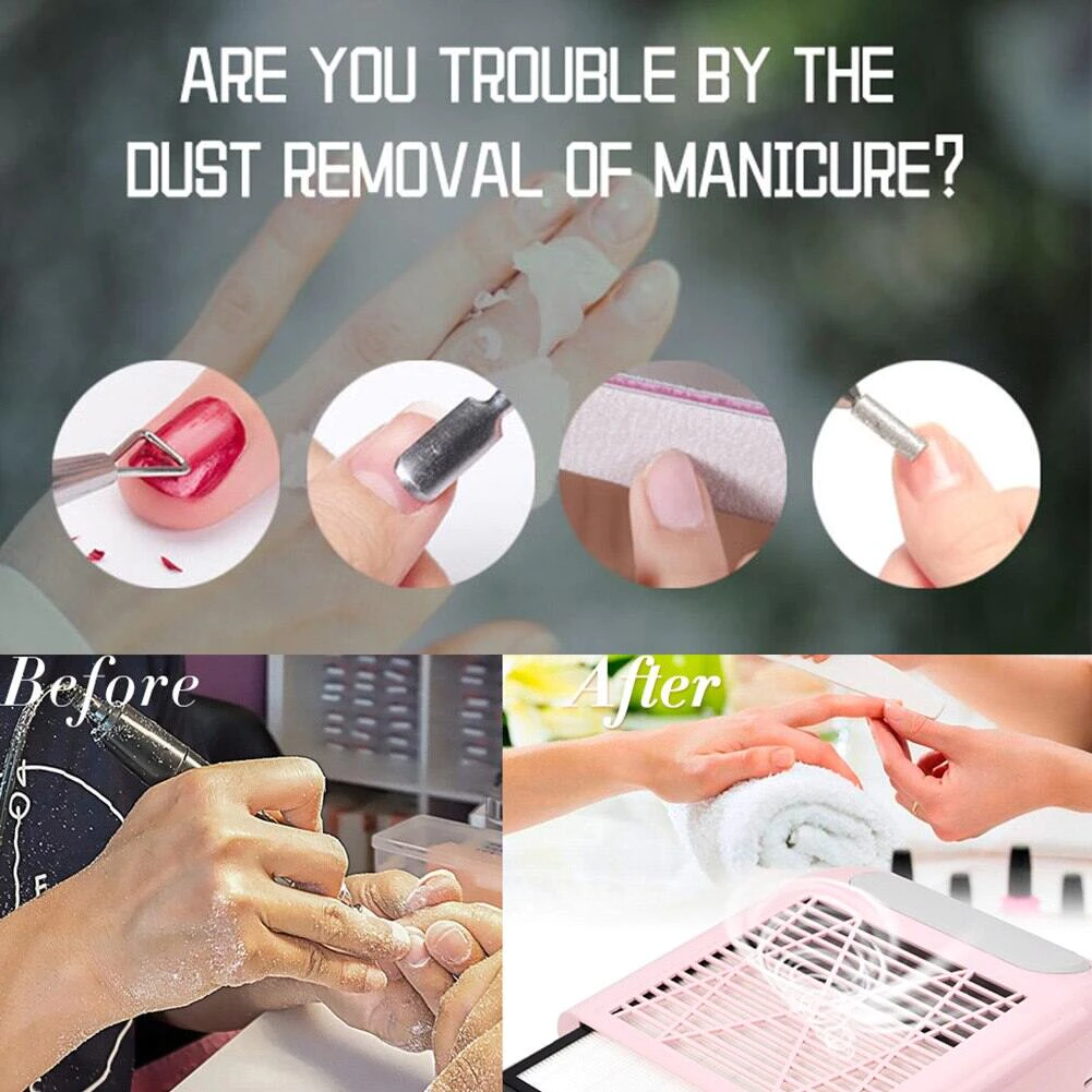80W Nail Dust Collector Manicure Tool Fan Vacuum Cleaner Nail Dust ...
