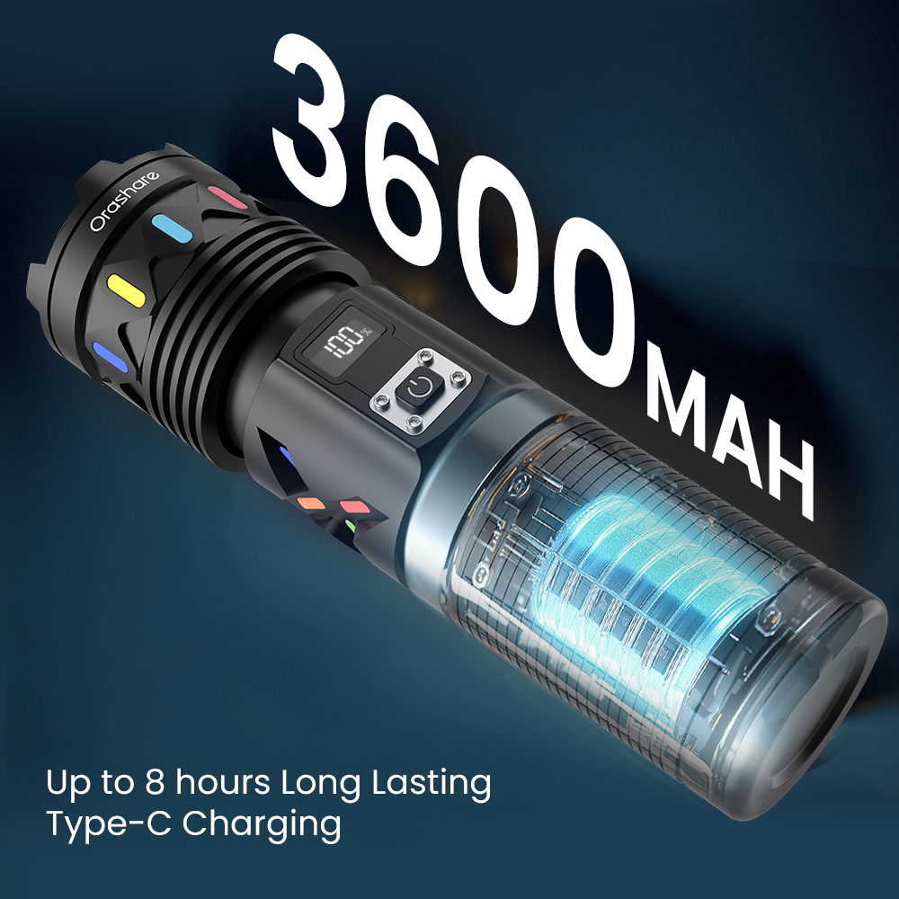 Orashare OL16 1000 Lumens LED Flashlight 3600mAh Rechargeable Zoomable ...