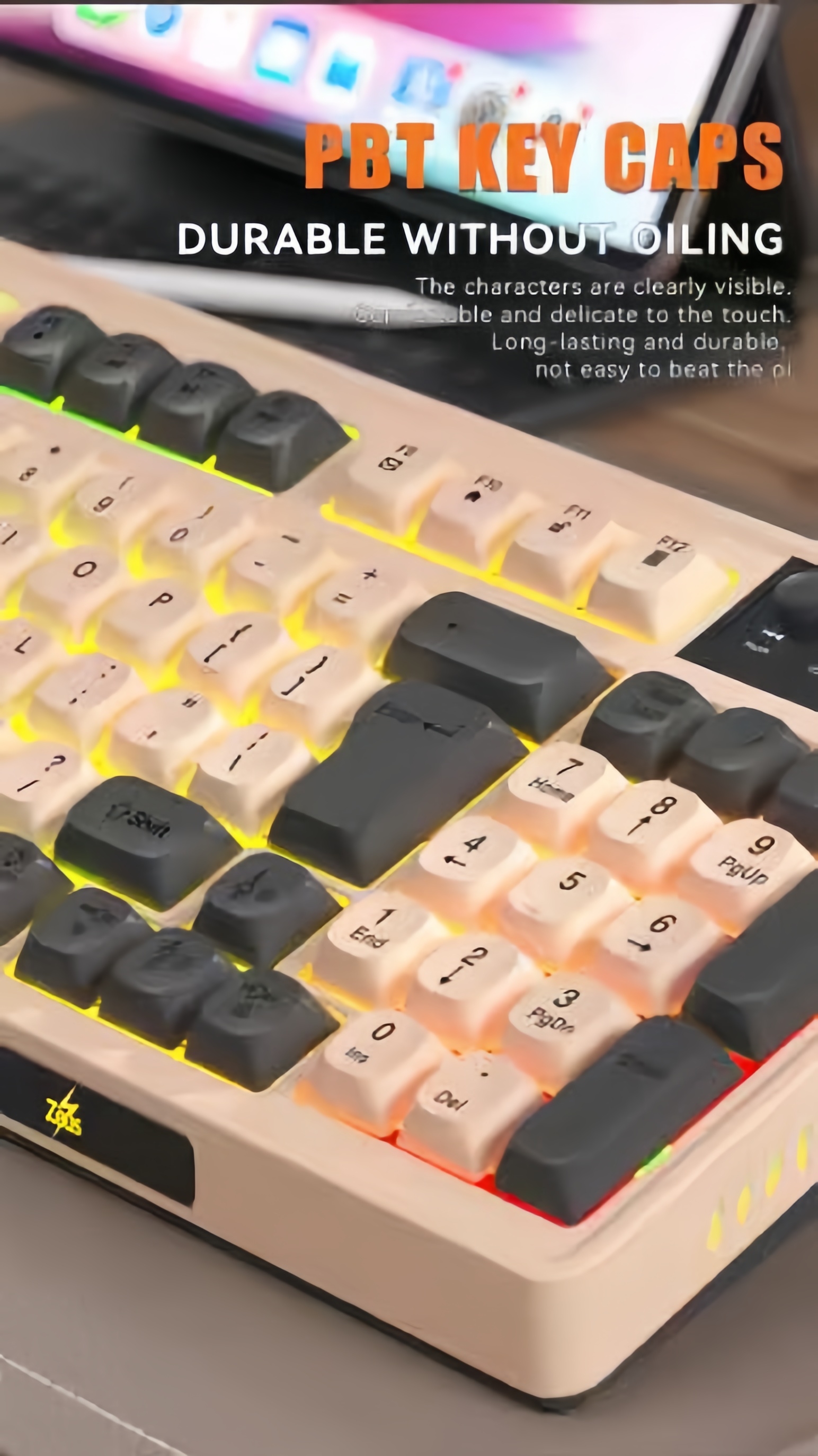 Zeus Wired Rainbow LED Gaming Keyboard 98 Keys Silent Media Keys Volume ...