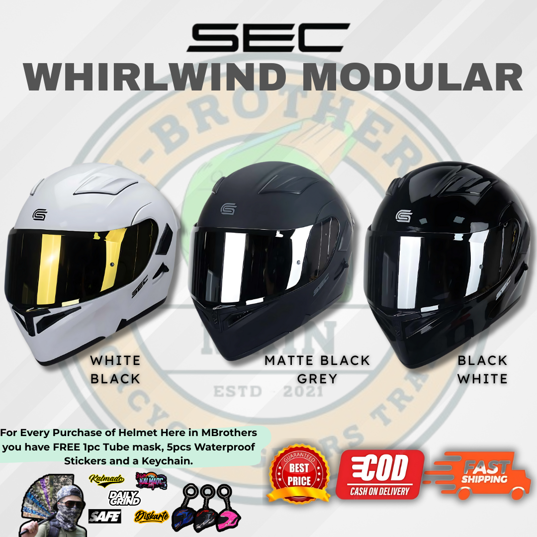 SEC WHIRLWIND (MODULAR) Helmet for Motorcycle - Brand Gloss/Matte ...