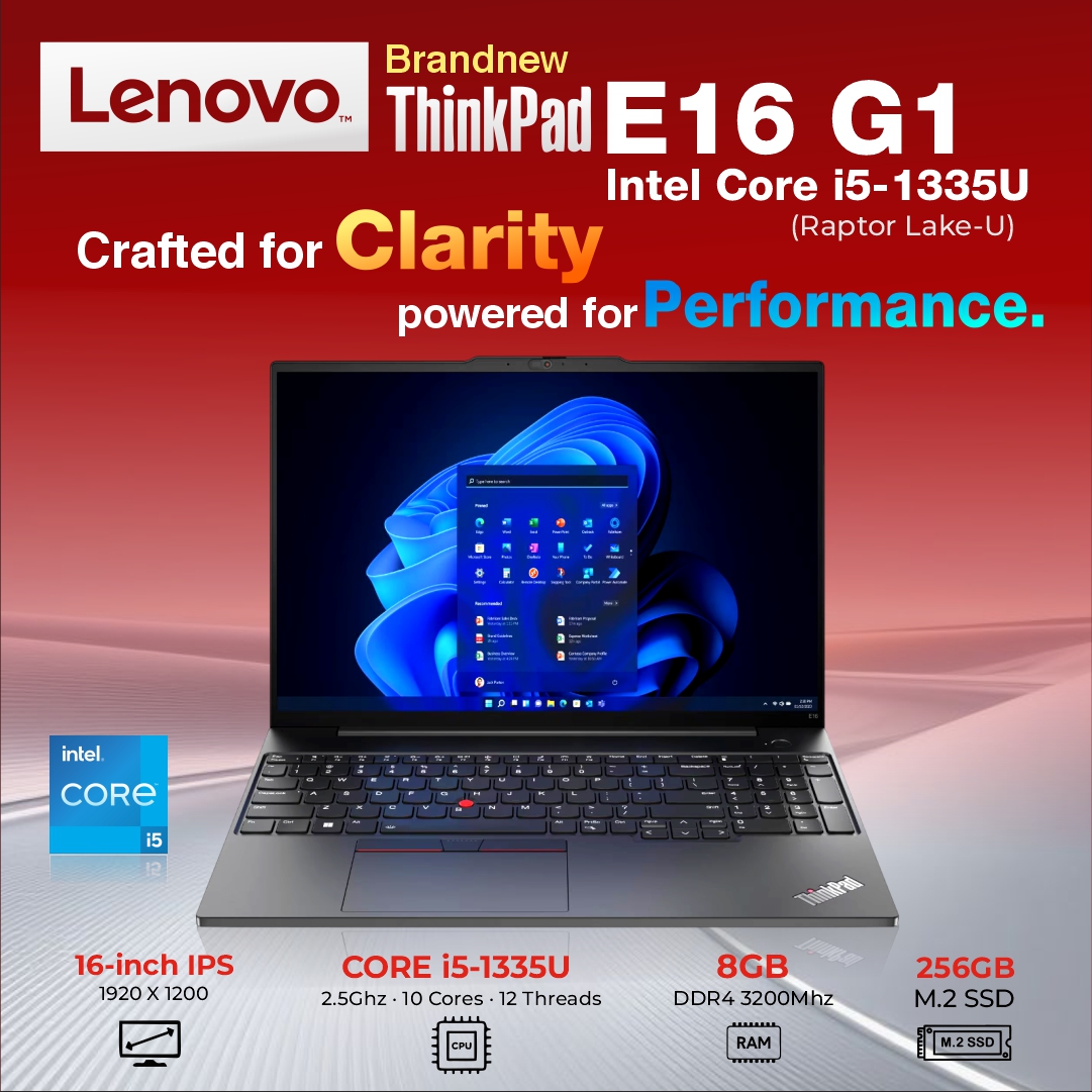 Lenovo Business Laptop ThinkPad E16 16" IPS 1920x1200 - Intel 13th i5 ...