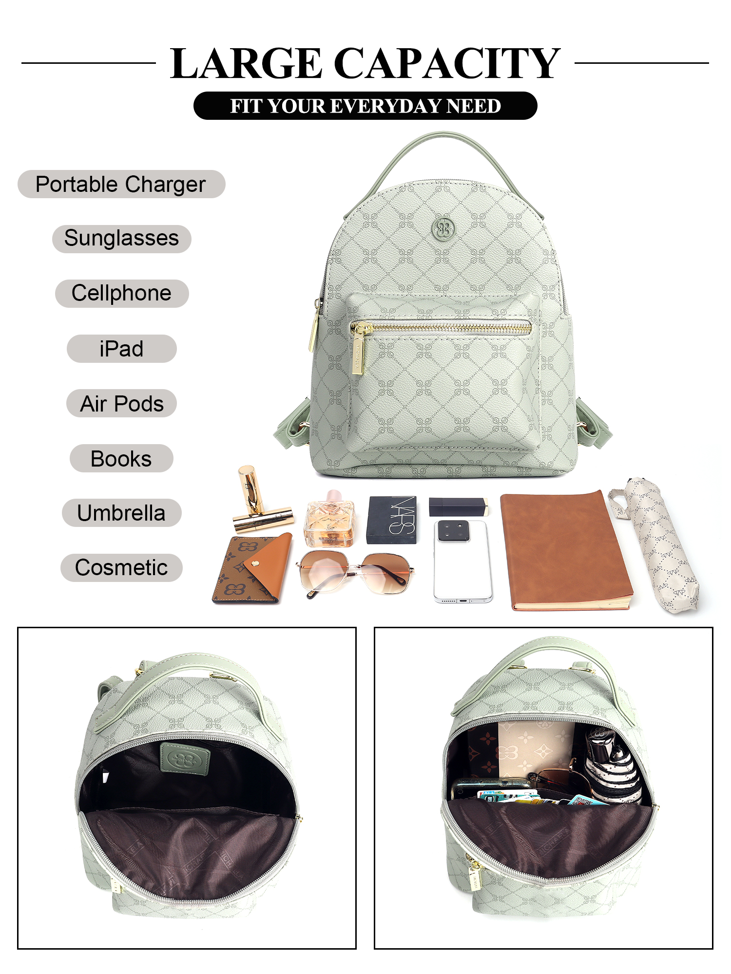 MICHAELA Trendy Checkered Backpack Roomy Zip School Bag for Campus ...