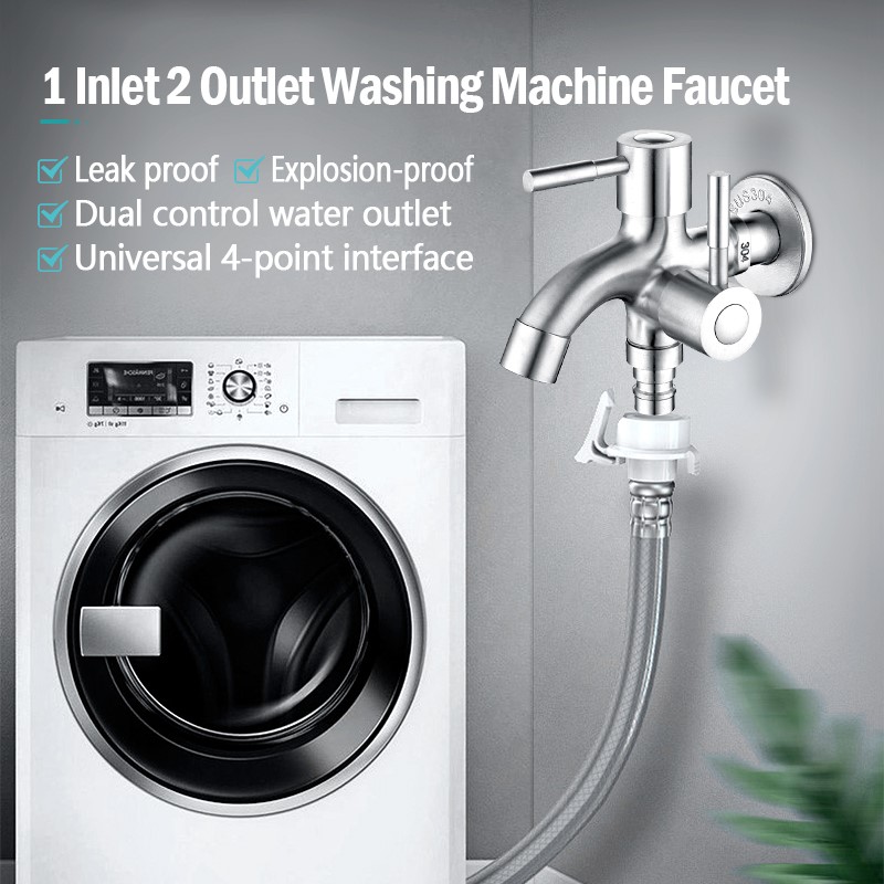 SUS304 Stainless Steel Two-Way Faucet 1 In 2 Out Wall-Mounted Valve for ...