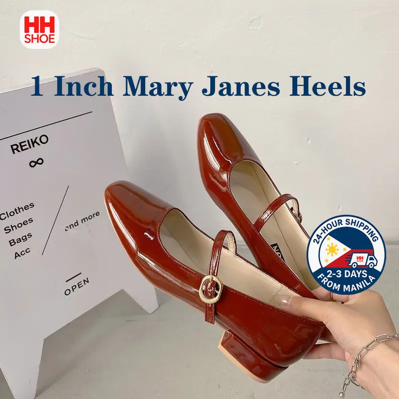 Elegant Red Black Mary Jane Shoes for Women Thick Heel Dress Shoes ...