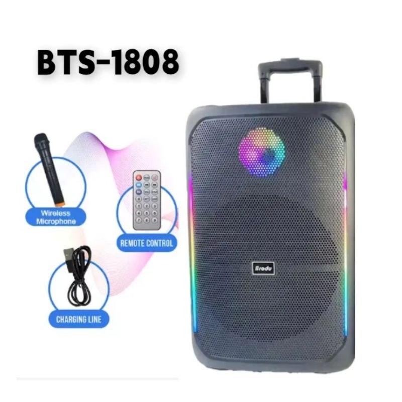 ORIGINAL BTS-1808 Trolley Rechargeable Wireless FM Audio Speaker ...