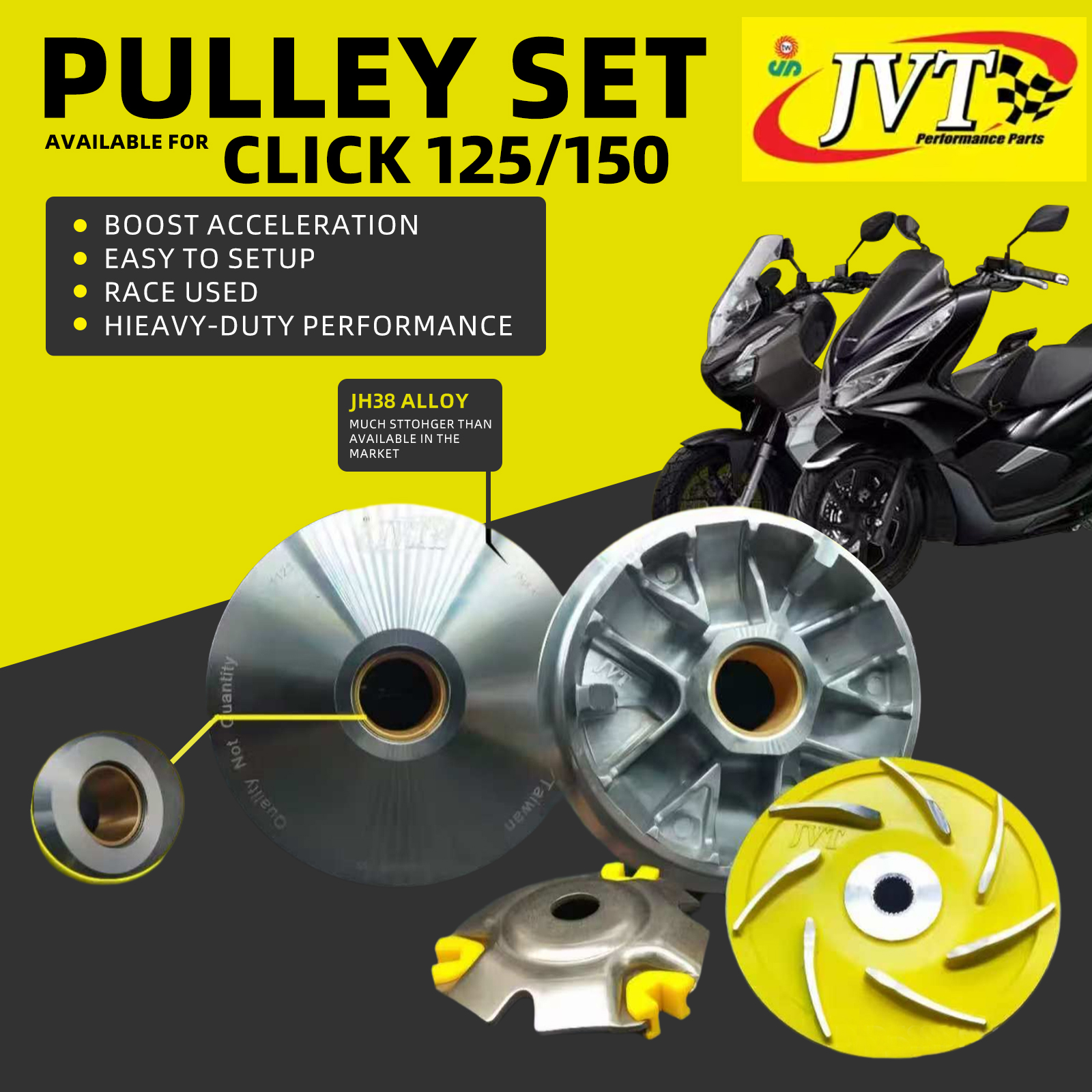 JVT Pulley Set 13.5 Degrees for CLICK125/150/MIO125 (m3)/BEAT EFi/MIO ...