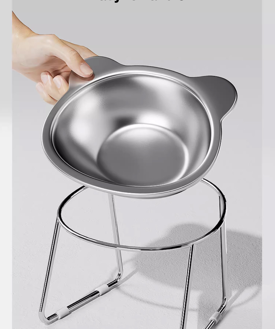 Pet Food Bowl Stainless Cat Dog Bowl 240gCapacity Elevated Anti-Ant ...
