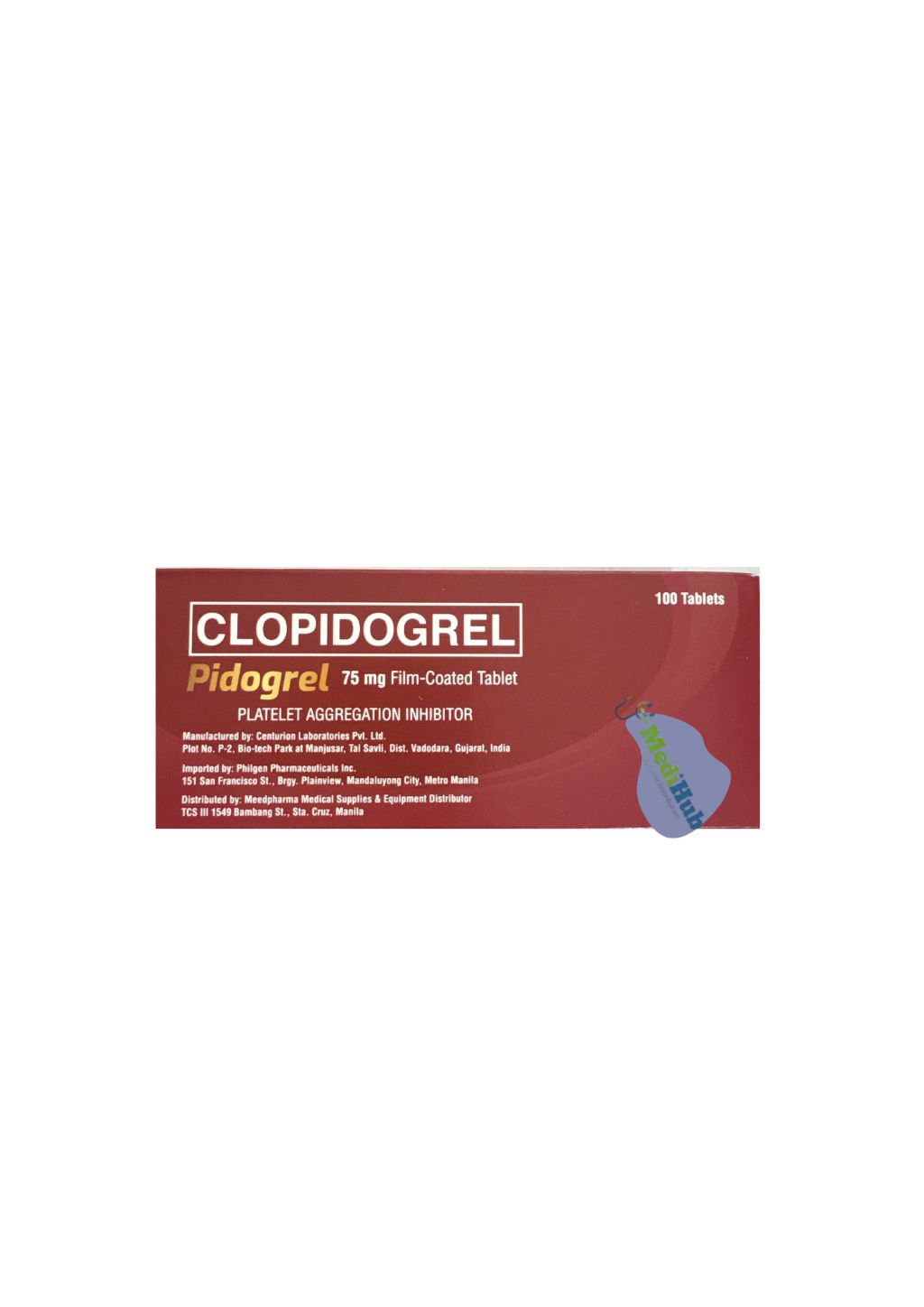 Clopidogrel 75mg film coated tablets (PIDOGREL) 100 TABLETS IN 1BOX ...