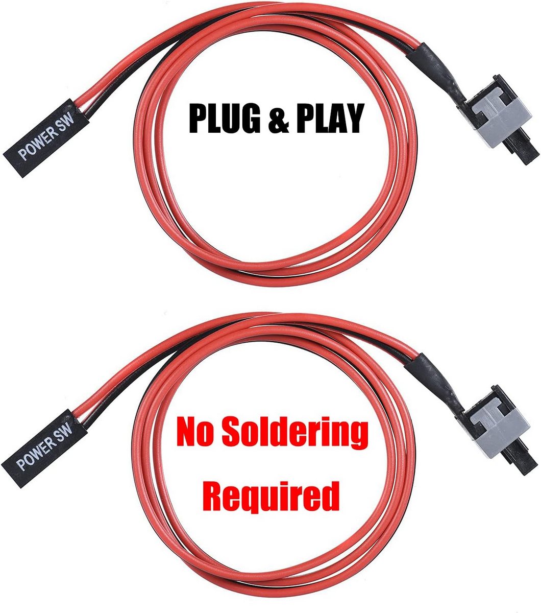 2 Pin SW PC Desktop Power Cable on/Off Push Button ATX Computer Switch ...
