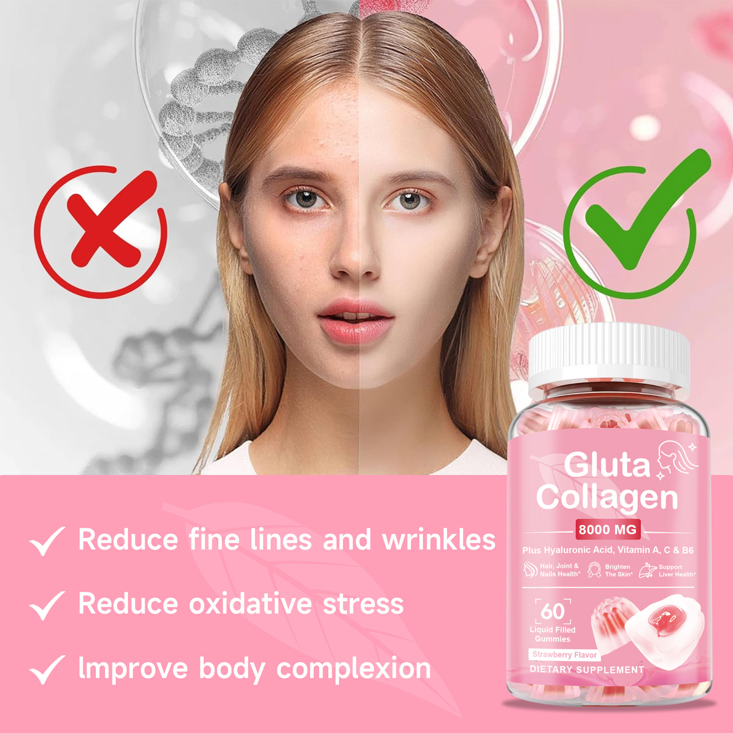 Omilay Collagen Glow Glutathione Gummies for Whitening Brighten Skin ...