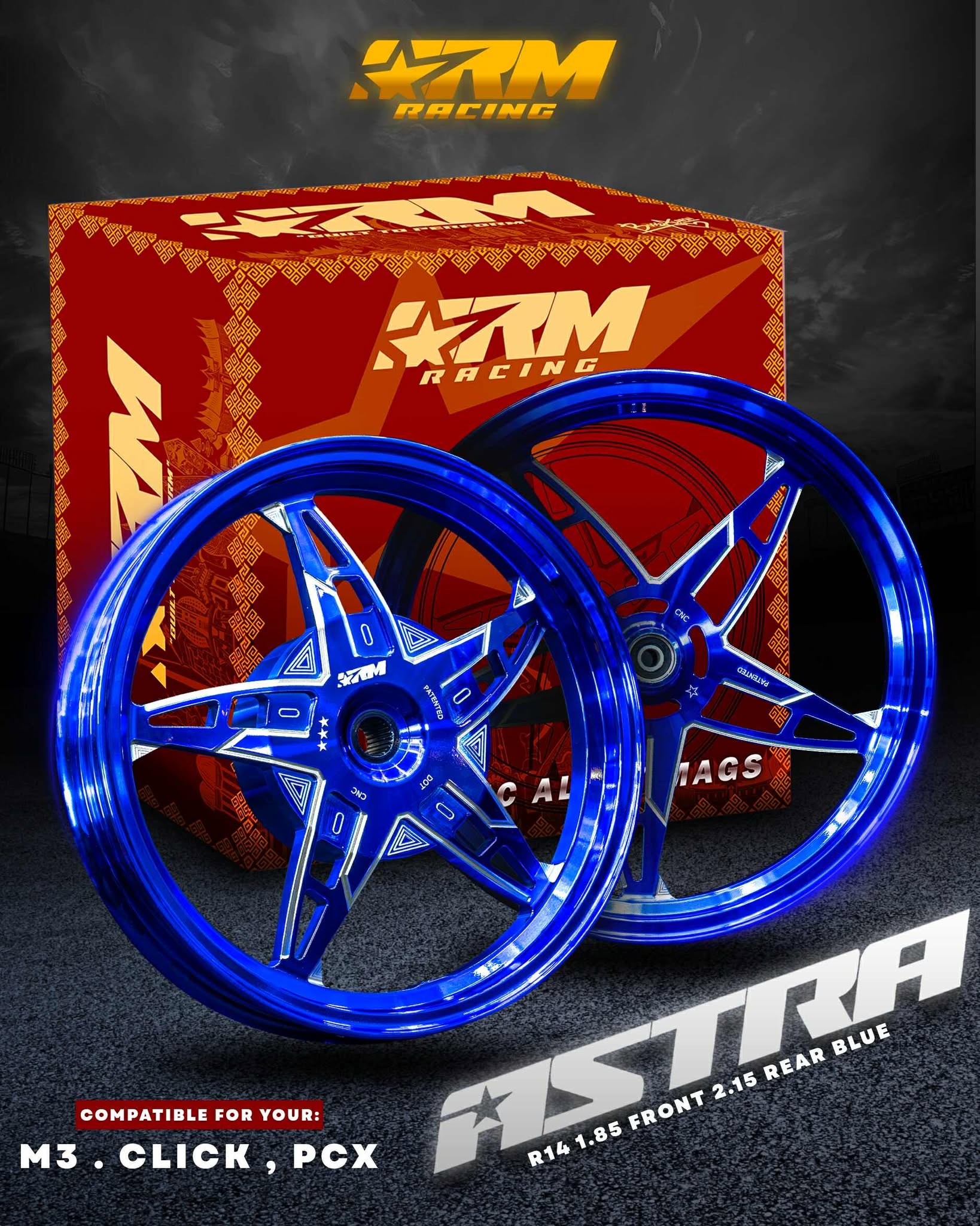 ARM RACING CNC ASTRA STAR MAGS 14s PCX 160 / CLICK 125 / MIO I 125 ...