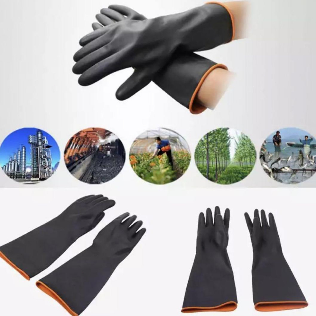 Heavy Duty Rubber Gloves Chemical Muriatic Acid Safety Work Gloves ...