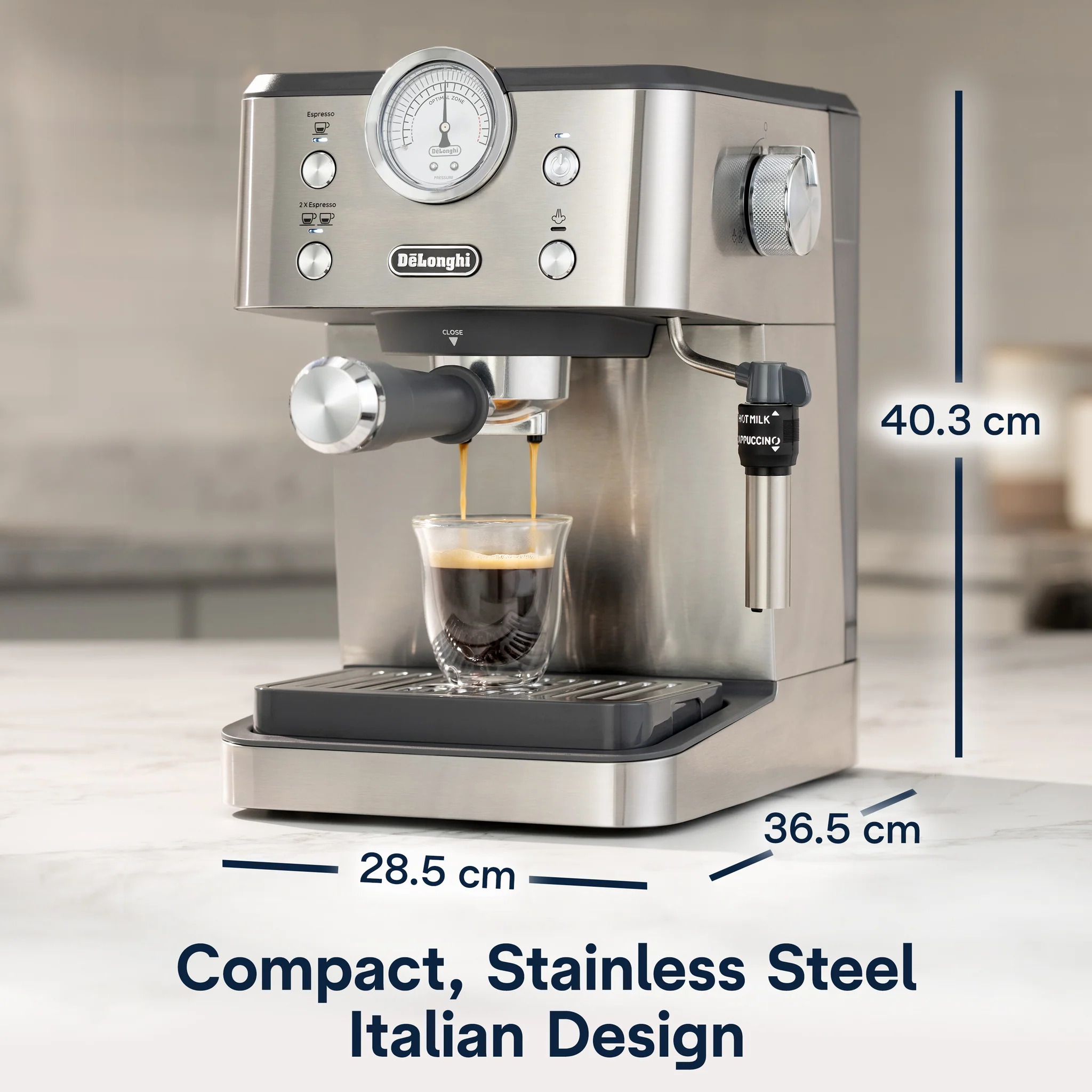 DeLonghi Linea Classic Manual Pump Espresso Coffee Machine EM450.M [NEW ...