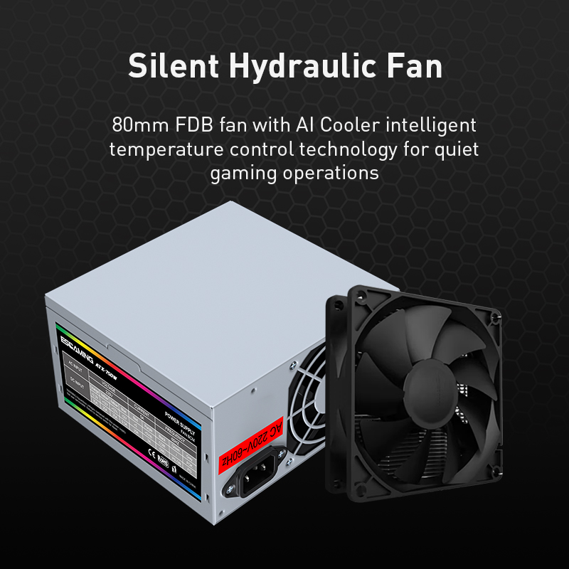 Esgaming Computer ATX 750W Power Supply Full Modular PSU For Desktop PC ...