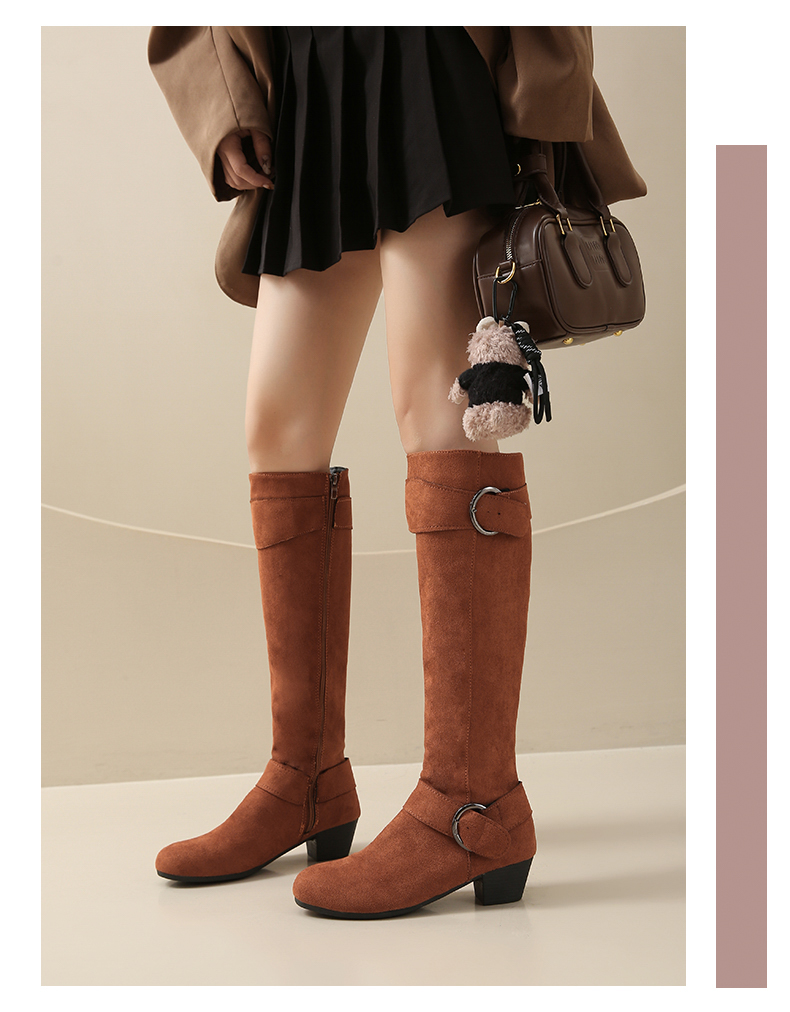 Size 35-40 Fashion Mid Heeled Boots For Women Round Toe Mid Leg Boots ...