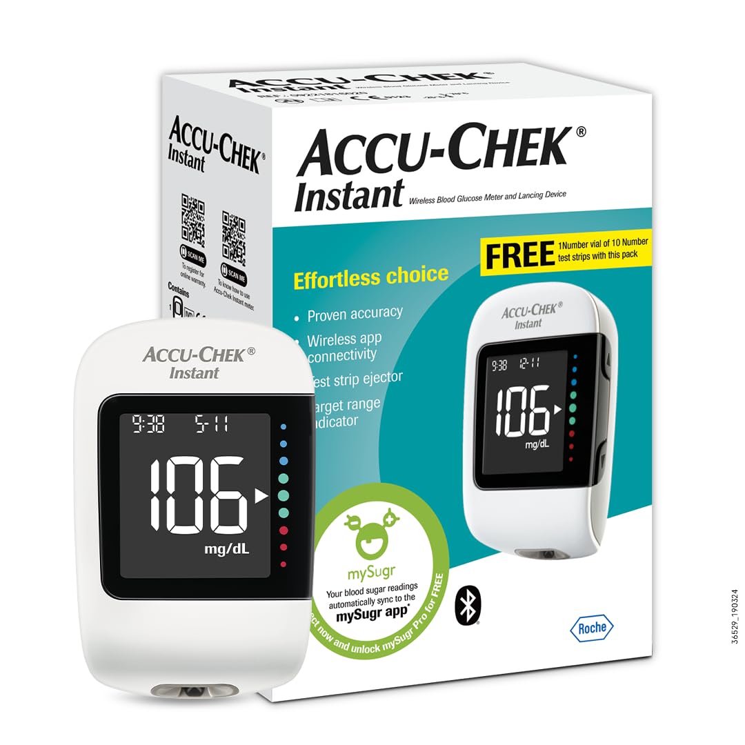 Accu Instant Glucometer Machine with Bluetooth or Accu Instant Test ...