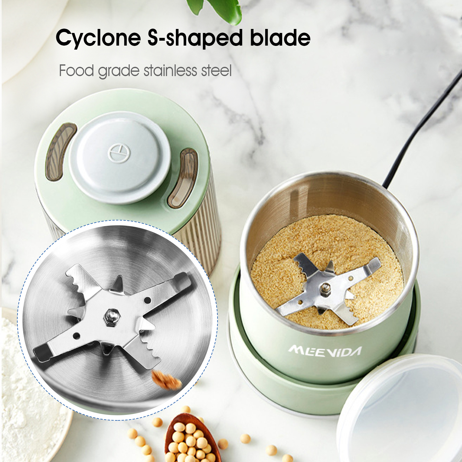 MEEVIDA Portable Electric Grinder Strong Power Finely Ground Grains ...