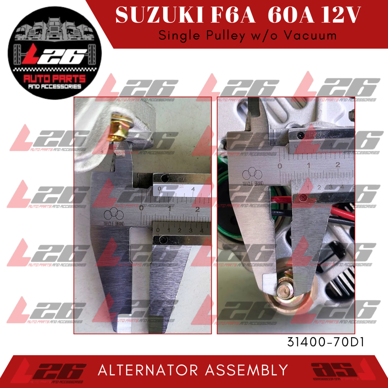 Suzuki F6A/F5A Alternator Assembly 60A 12v 31400-70D1 Single Pulley ...