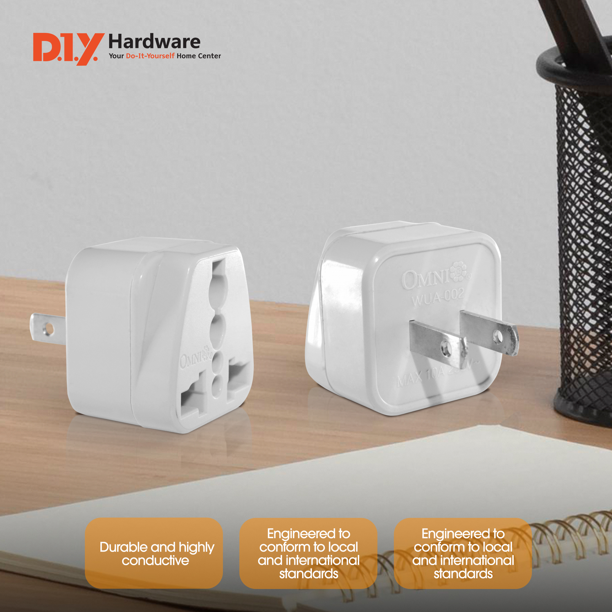 OMNI Universal Socket Adapter WUA-002 10A 250V Copper Insides Durable ...
