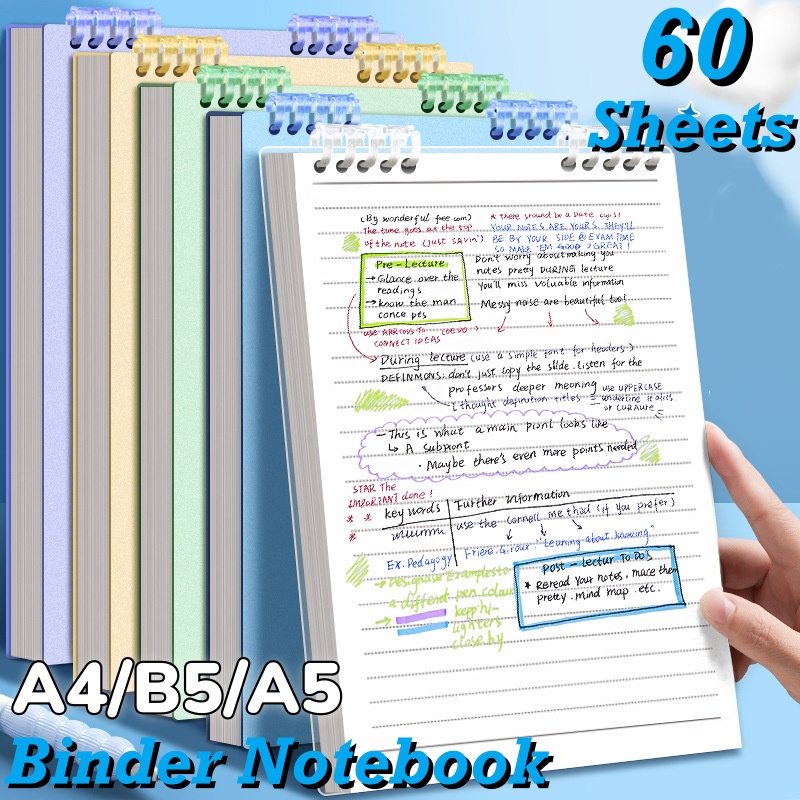 A4/B5/A5 Binder Notebook Flip Up Spiral Notebooks Waterproof PP Cover ...