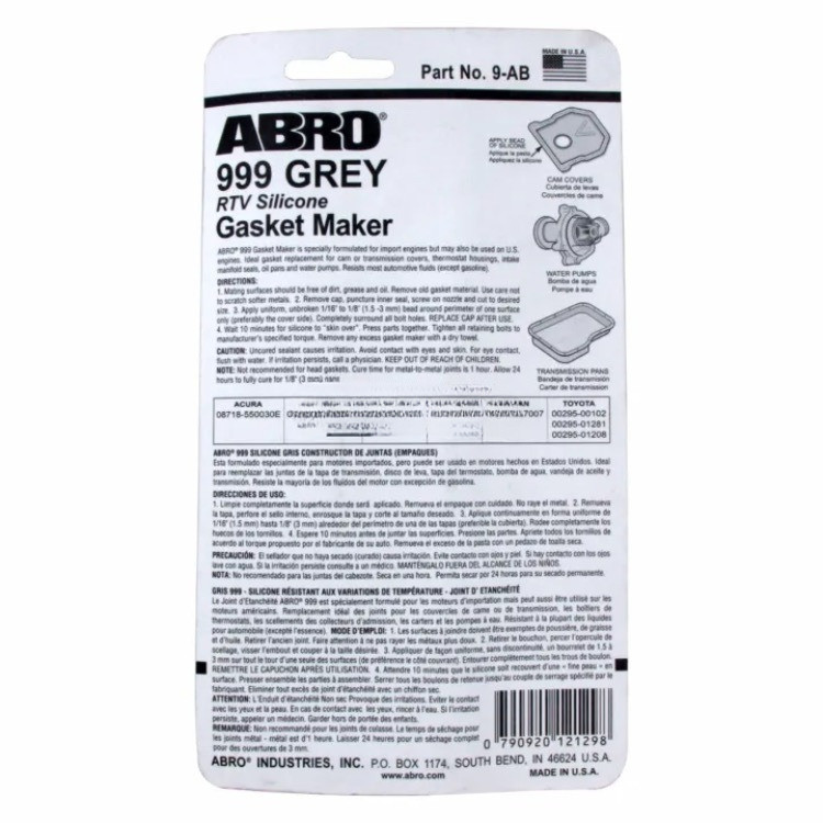 RTV Silicone Gasket Maker Gray 999 3oz / 85g High-Temperature Sealant ...