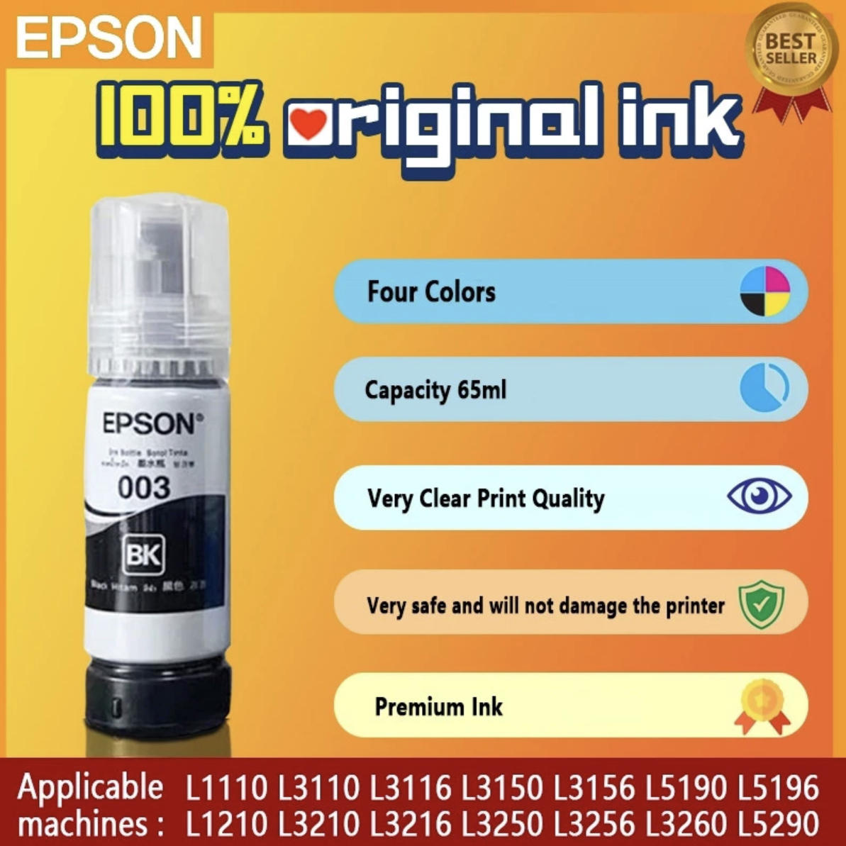 100% Original Epson 003 ink Refill Ink L3210 L1110 L3110 L3120 L3150 ...