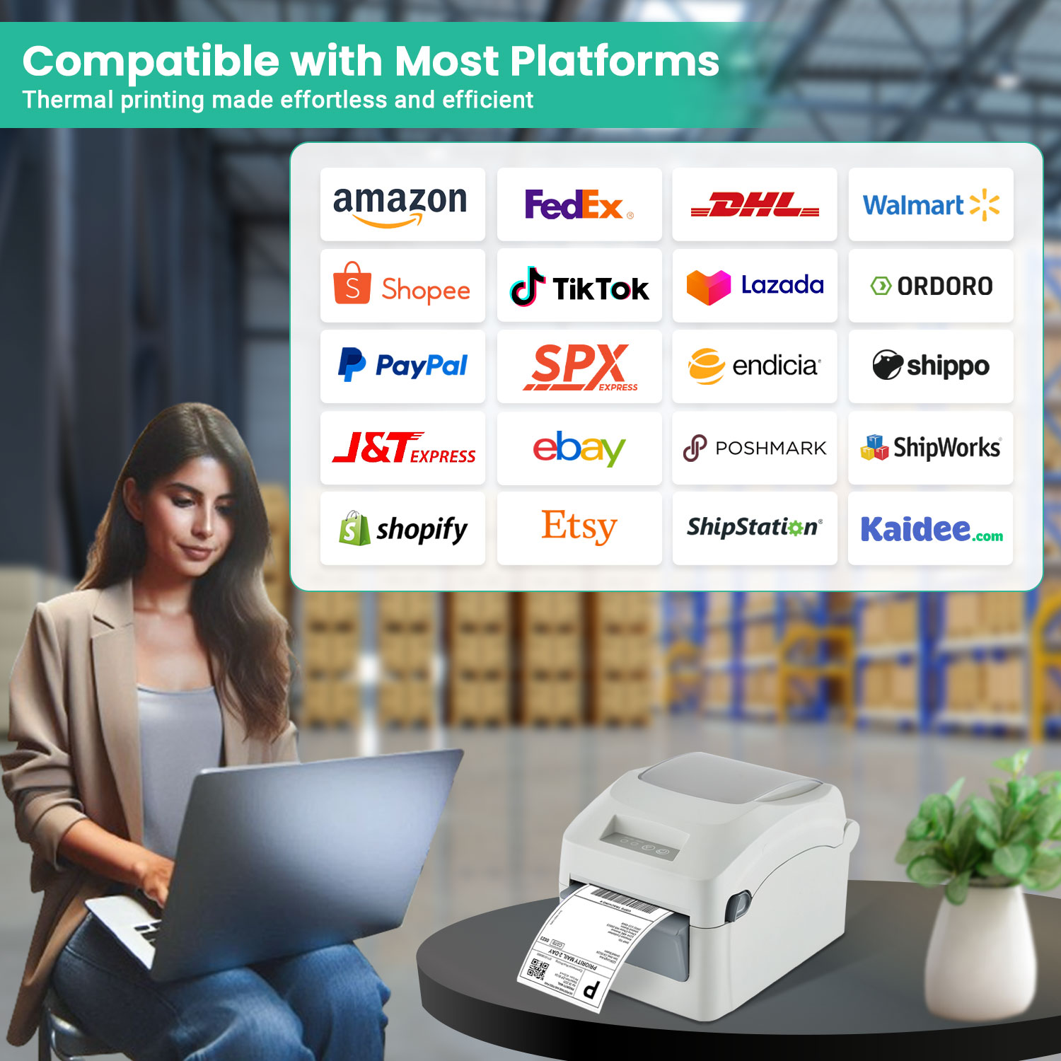 Grozziie Thermal Printer | Thermal Barcode Consignment Note Sticker ...