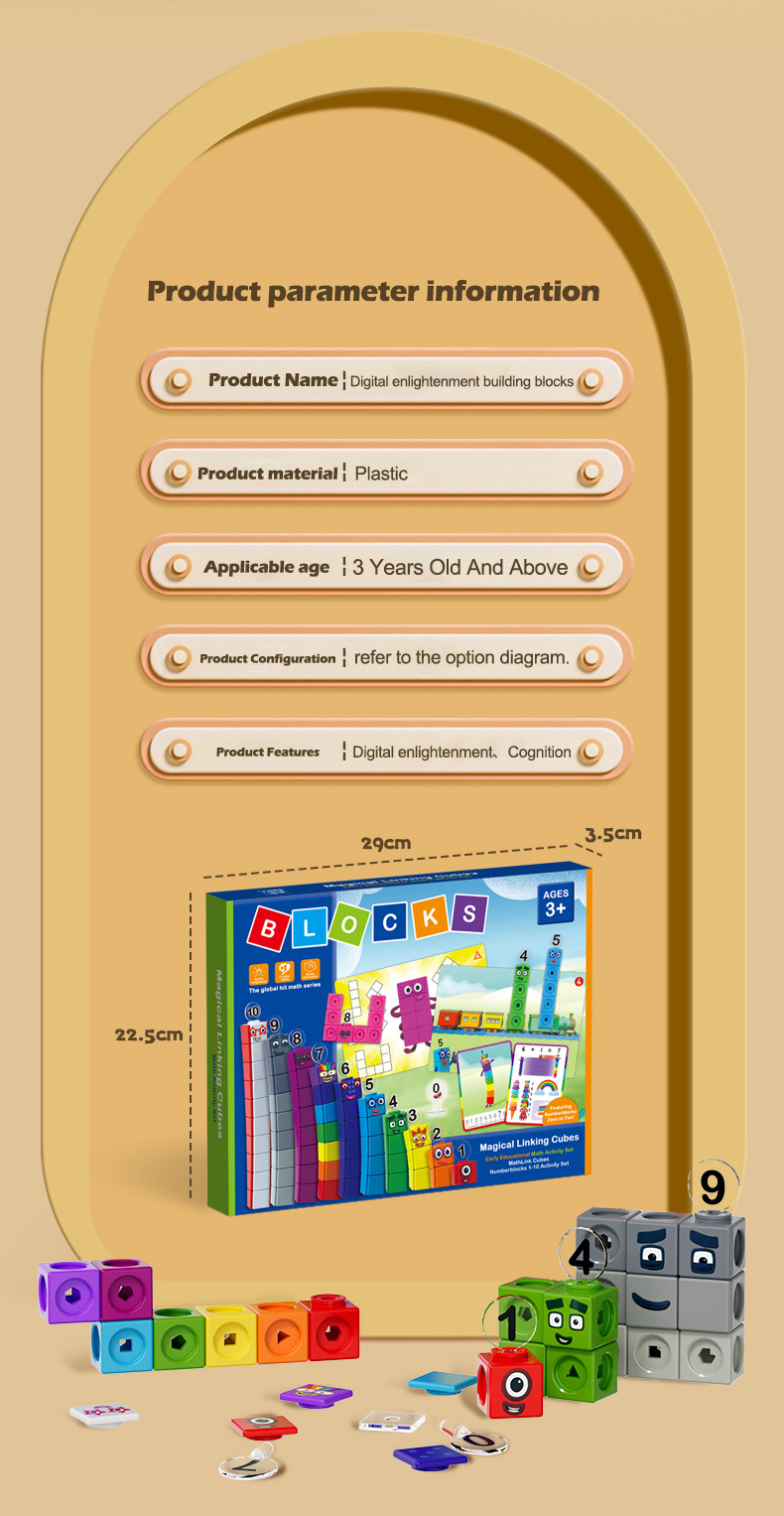 Hand2mind MathLink Cube Number Building Blocks 1-10 Set 30 Preschool Learning Activity Counting ...