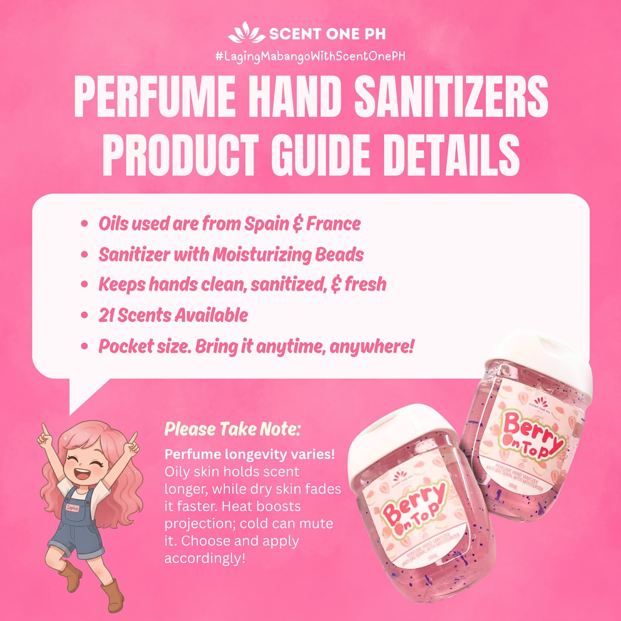 Perfume Hand Sanitizer Pocketbac NEW Scent One PH SOP 30ml w ...