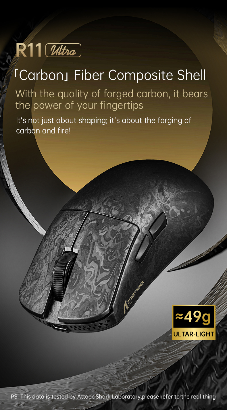 Attack Shark R11 Ultra Carbon Fiber 8K Wireless Mouse PAW3950 Max ...