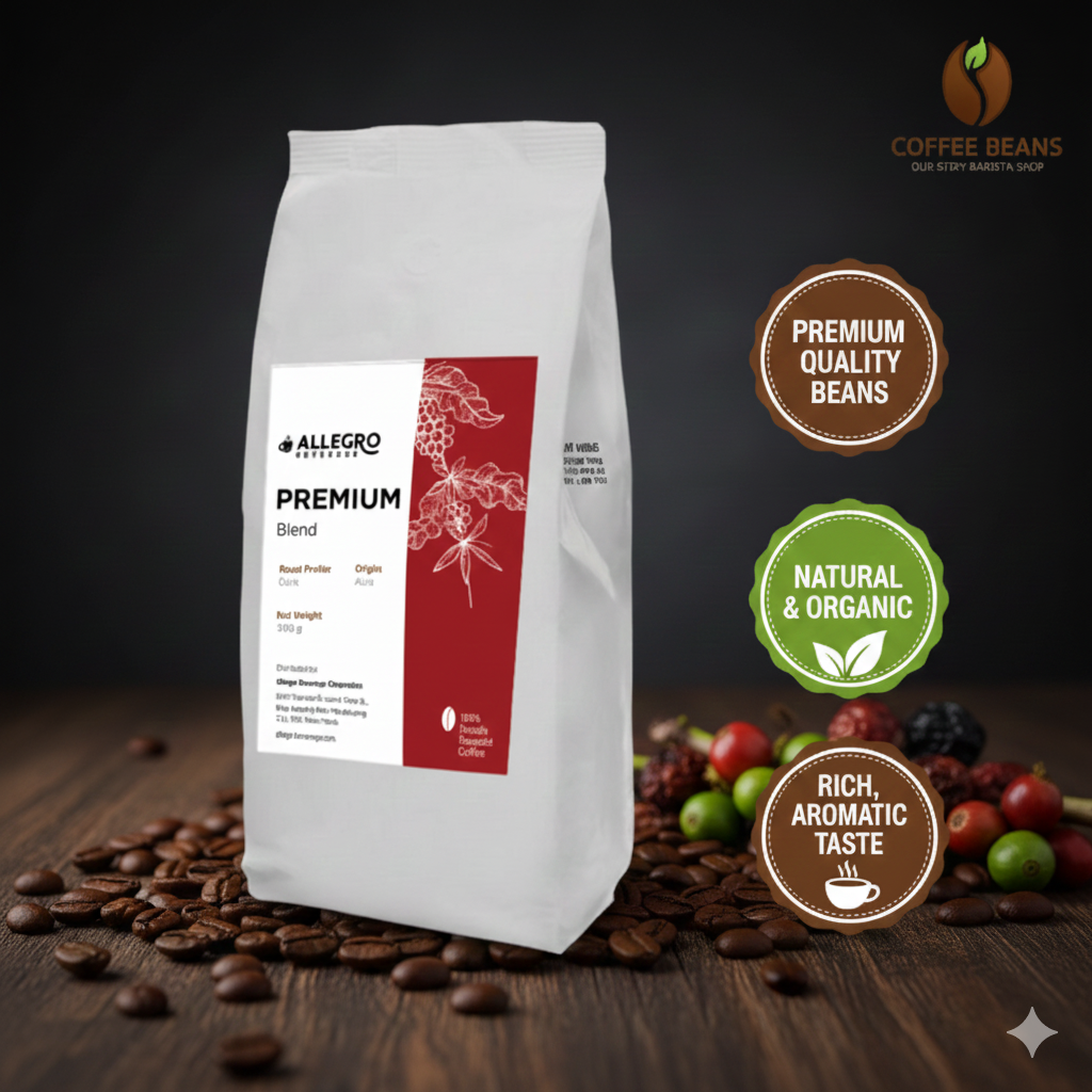 ALLEGRO PREMIUM COFFEE BEANS 1KG – 80% ARABICA, 20% ROBUSTA | SMOOTH ...