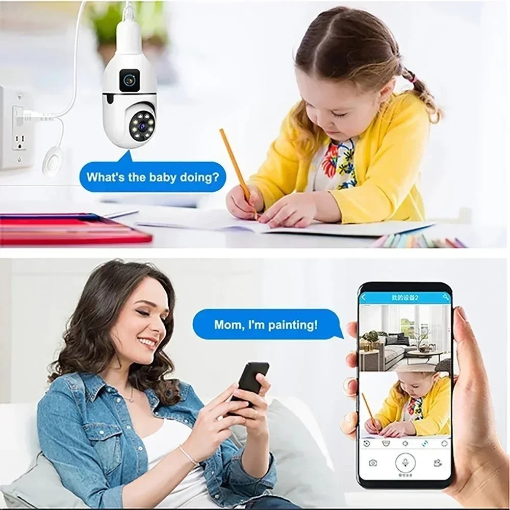 V380 8MP Dual Lens Bulb CCTV Camera Auto Tracking 360 Wi-Fi Connection ...